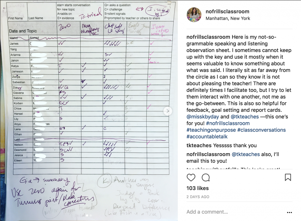 Let them talk! (Speaking and Listening Checklist)